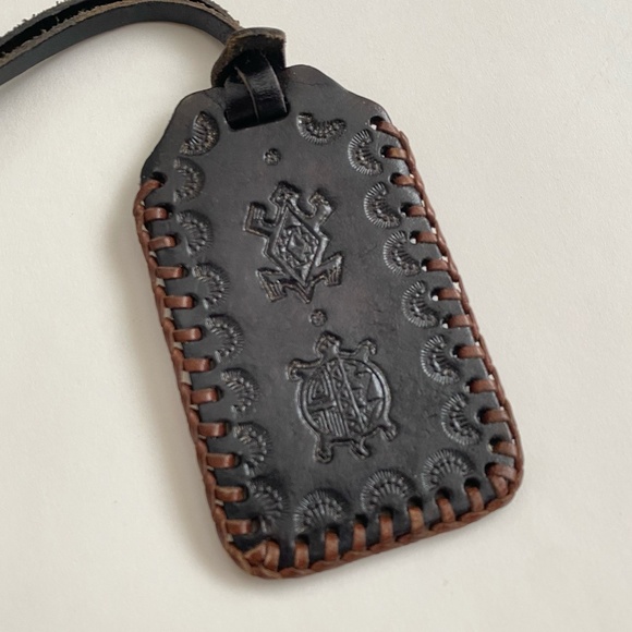 Vintage | Accessories | Vintage 7s Tooled Leather Luggage Hang Tag ...